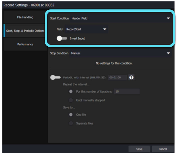 FLIR Research Studio - Setting Up Record Start - PC recording