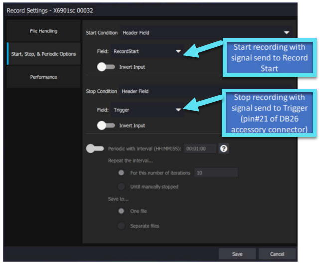 FLIR Research Studio - Setting Up Record Start - PC recording