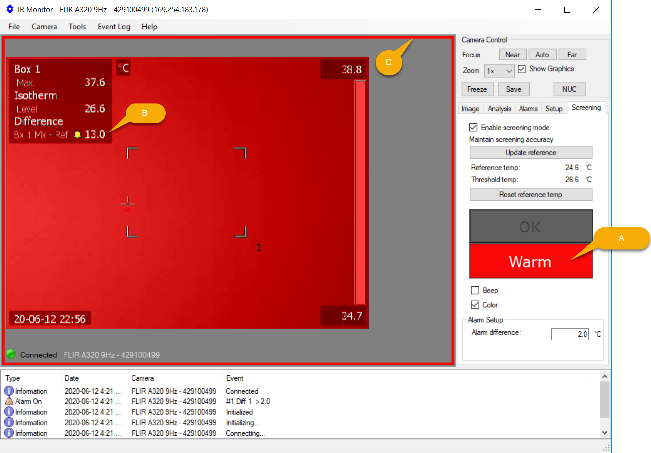 FLIR - A320 Setting up screening mode