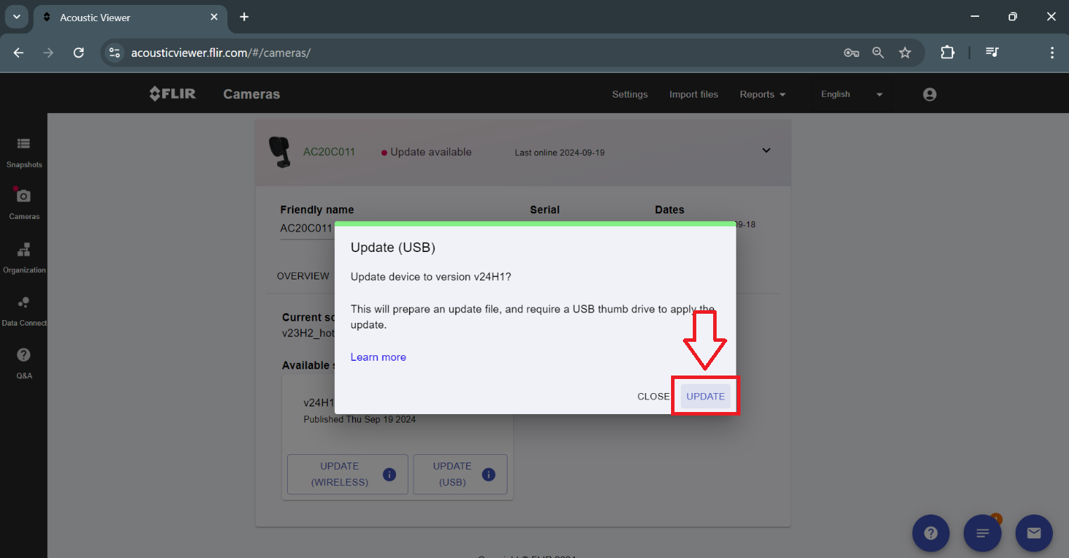 FLIR - How to Update Your Si1 & Si2-Series Acoustic Camera