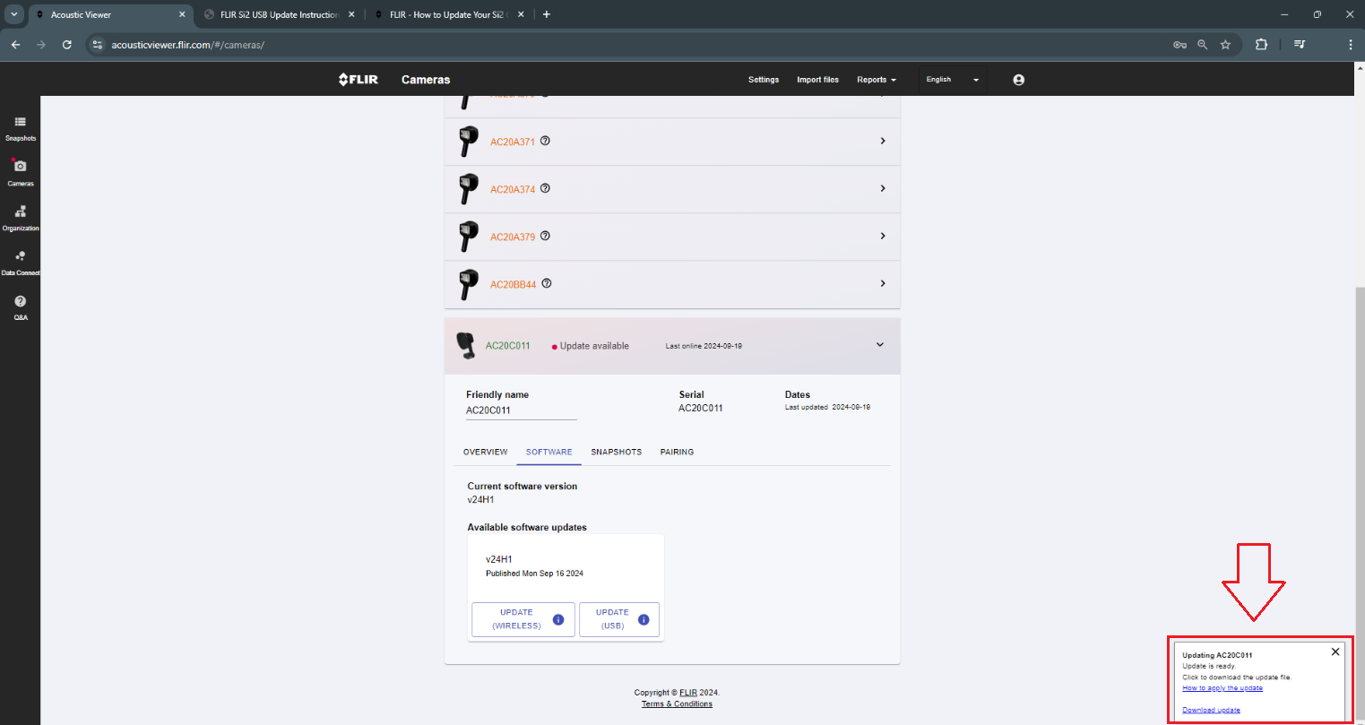 FLIR - How to Update Your Si1 & Si2-Series Acoustic Camera
