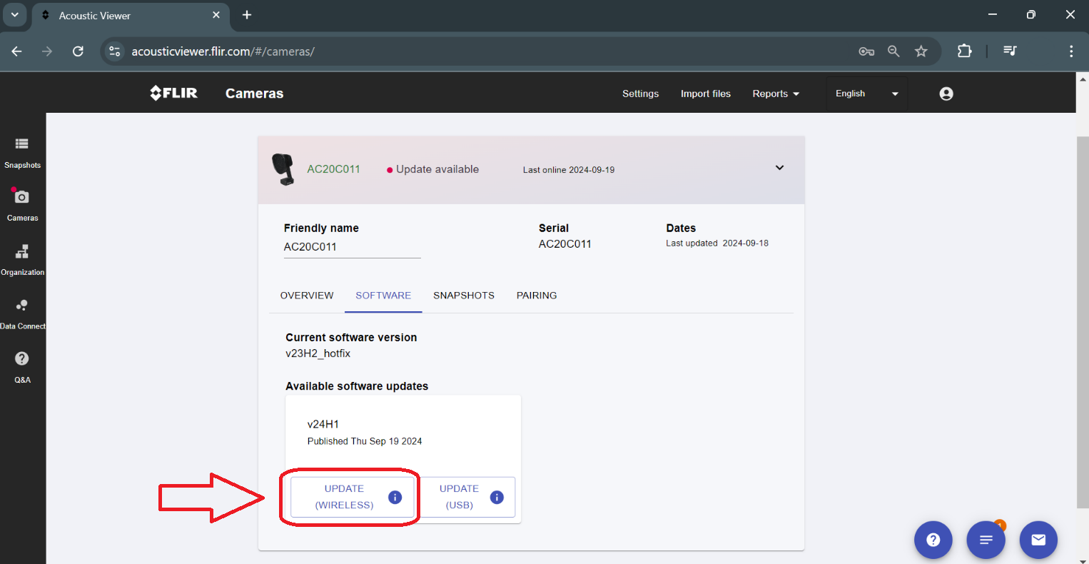 FLIR - How to Update Your Si1 & Si2-Series Acoustic Camera