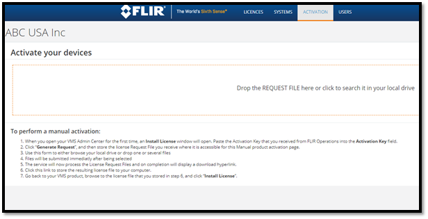 FLIR UVMS - How to generate a License request & download a new License