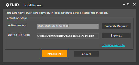 FLIR UVMS - How to generate a License request & download a new License