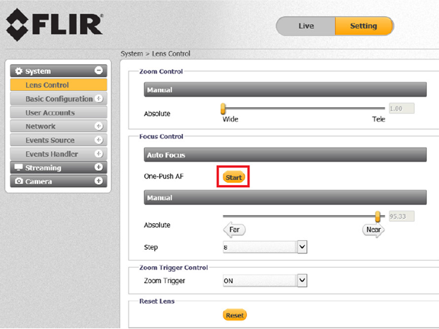 FLIR - CX-3102 - Correct autofocus on cameras