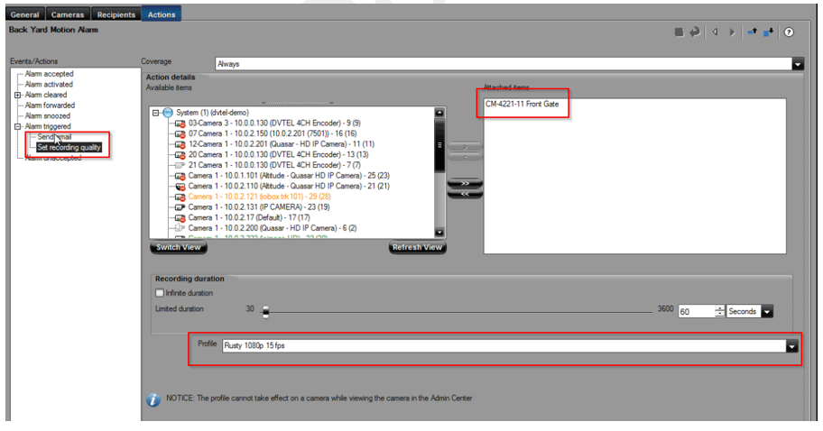 FLIR Latitude - Boost Recording Profile on Motion