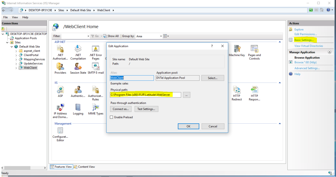 FLIR UVMS - Web server down after changing the Latitude drive location.