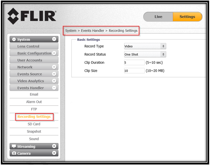 FLIR Ariel - Record on Edge Upon Motion