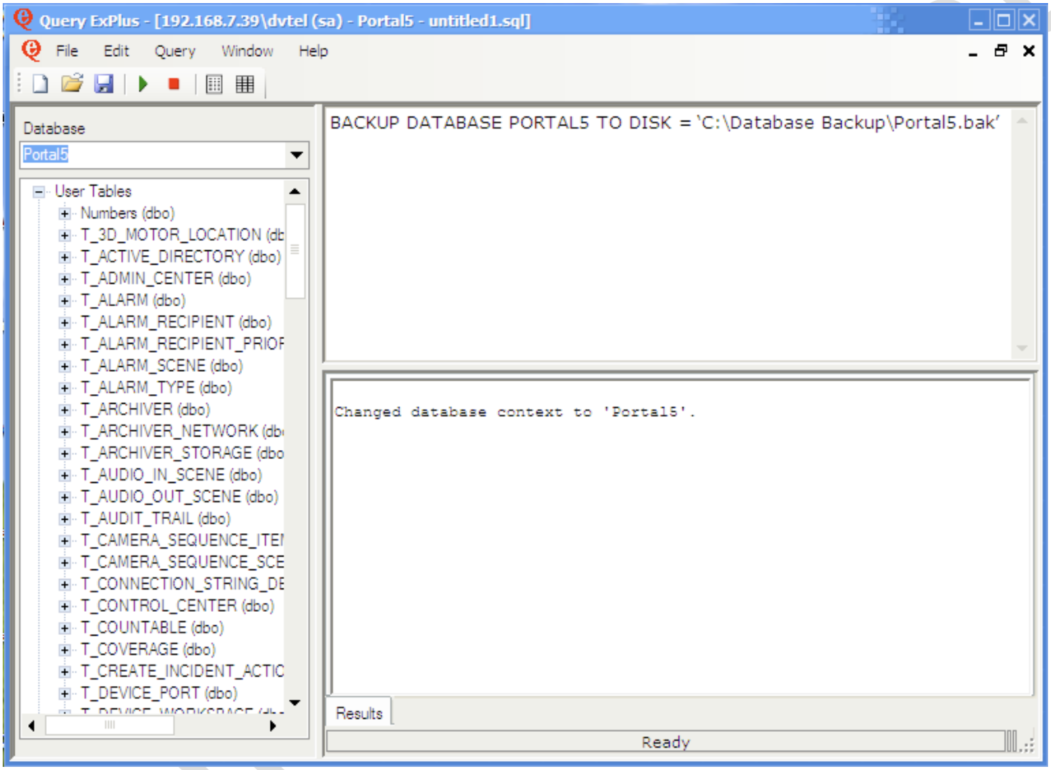 FLIR UVMS - Backup database via Query Express